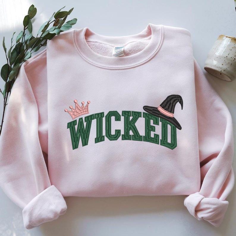 Wicked Word Embroidery Design,witch Hat Crown Lettering Machine ...