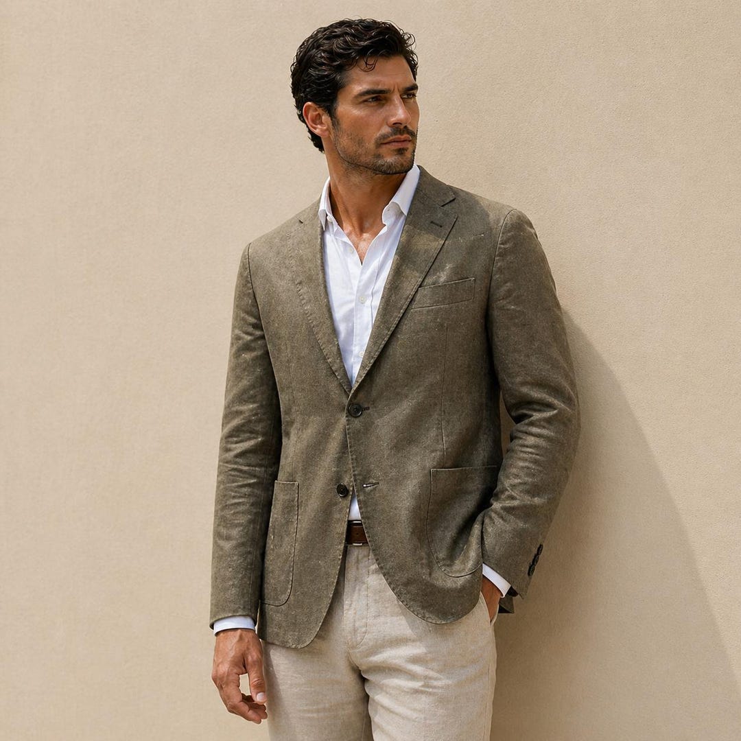 Men's Cotton Linen Blend Blazer, Lightweight Summer Sport Coat ...