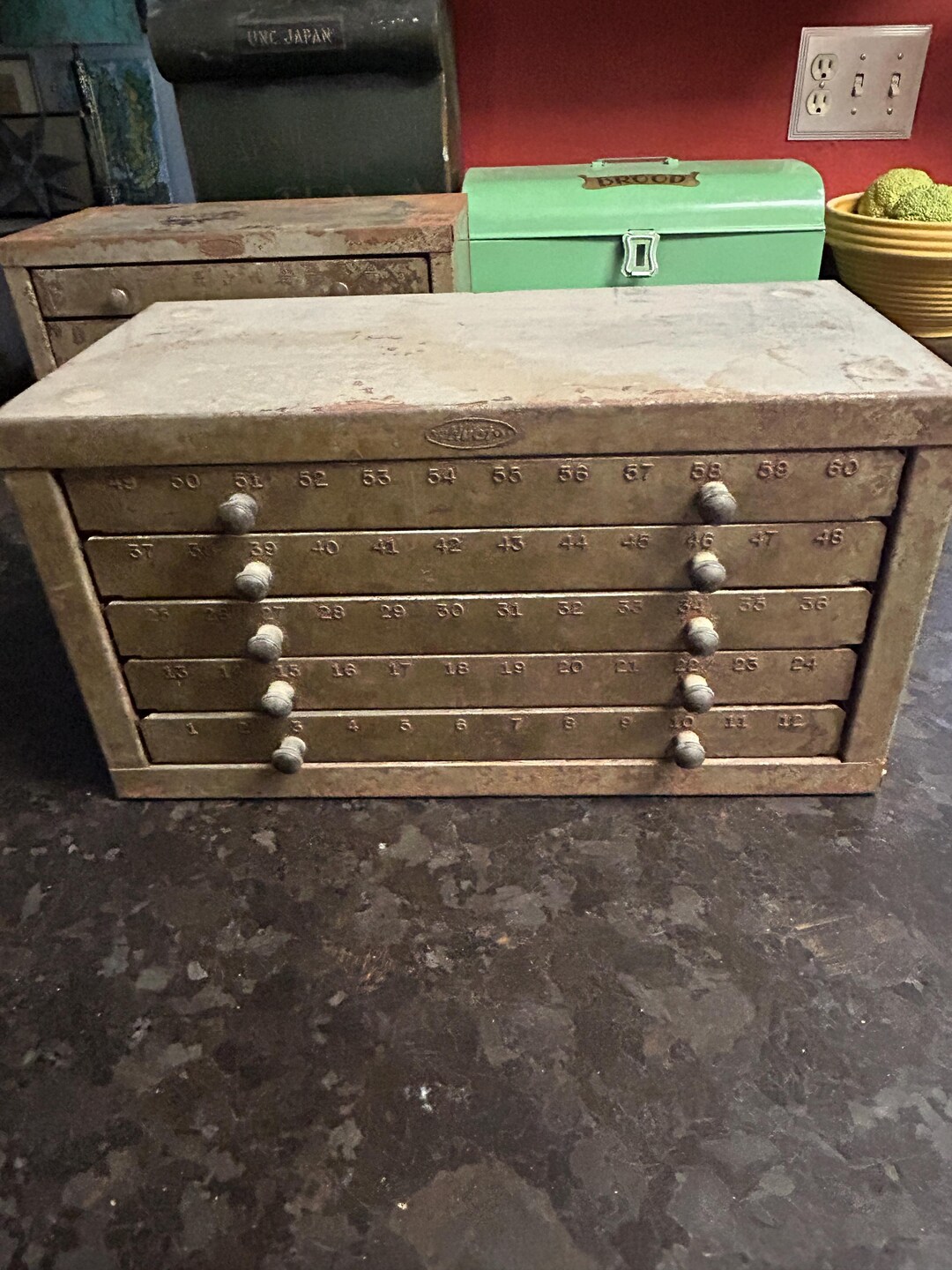 Huot 5 Drawer Drill Bit Tool Box Organizer Metal Cabinet Chest Made in ...