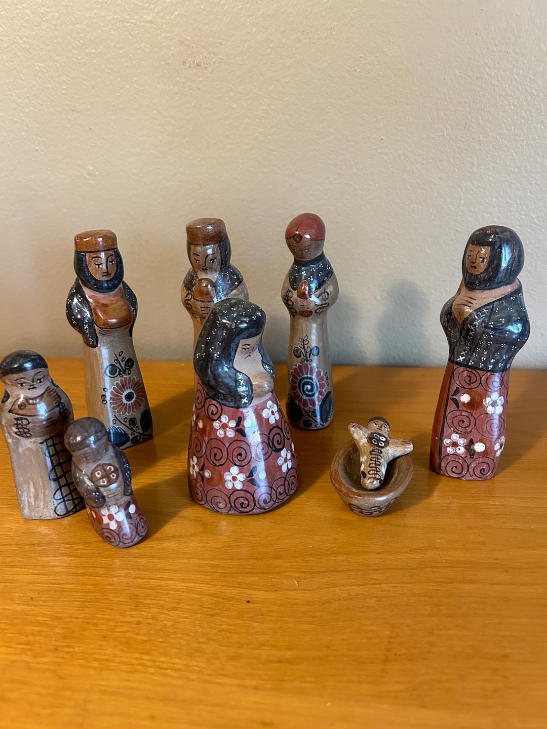 Vintage Tonala Mexico Nativity Figurines 9pc Set - Etsy