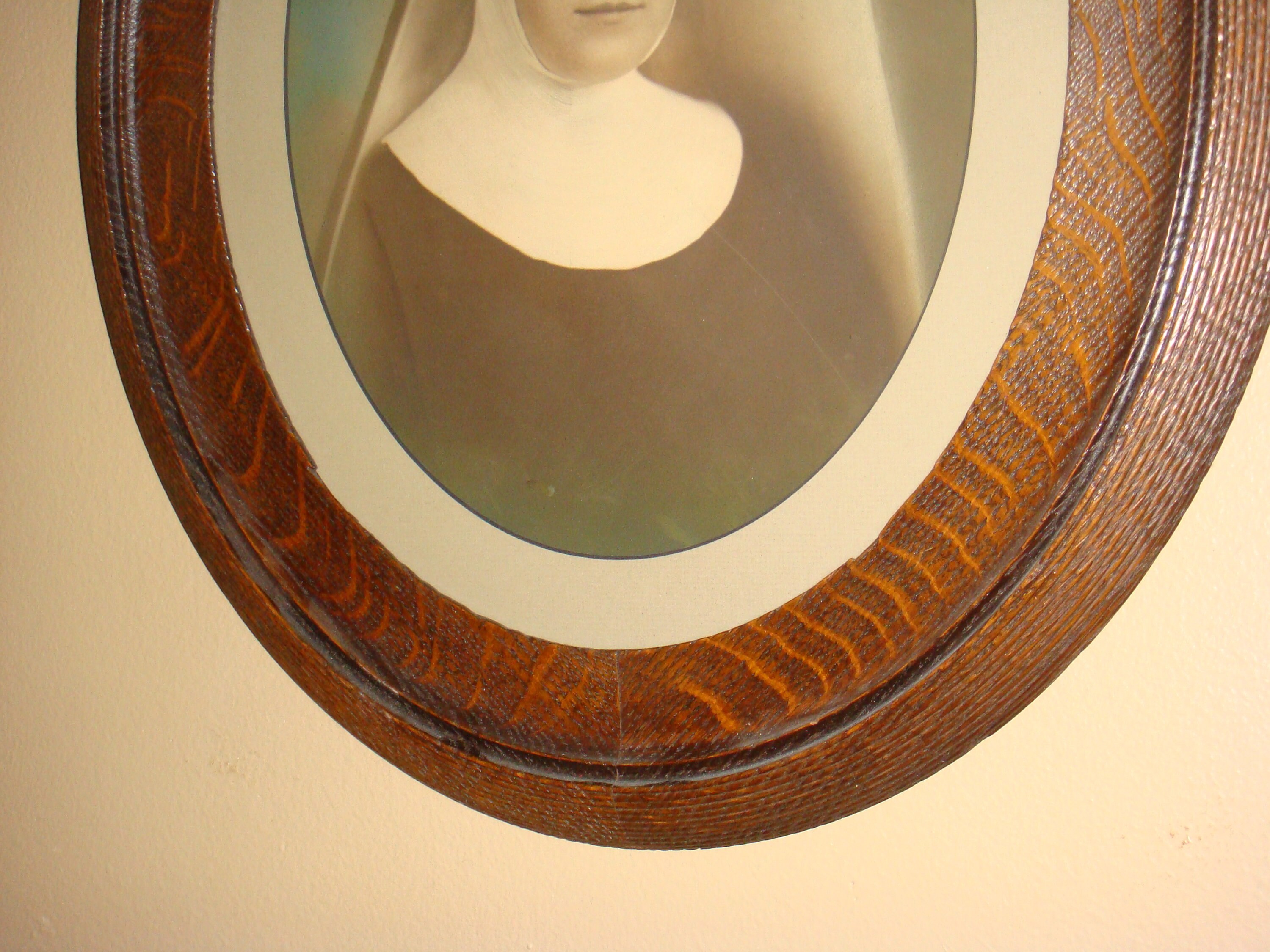 Antique Oak Oval Frame with Hand Color Photo of Nun Religious | Etsy