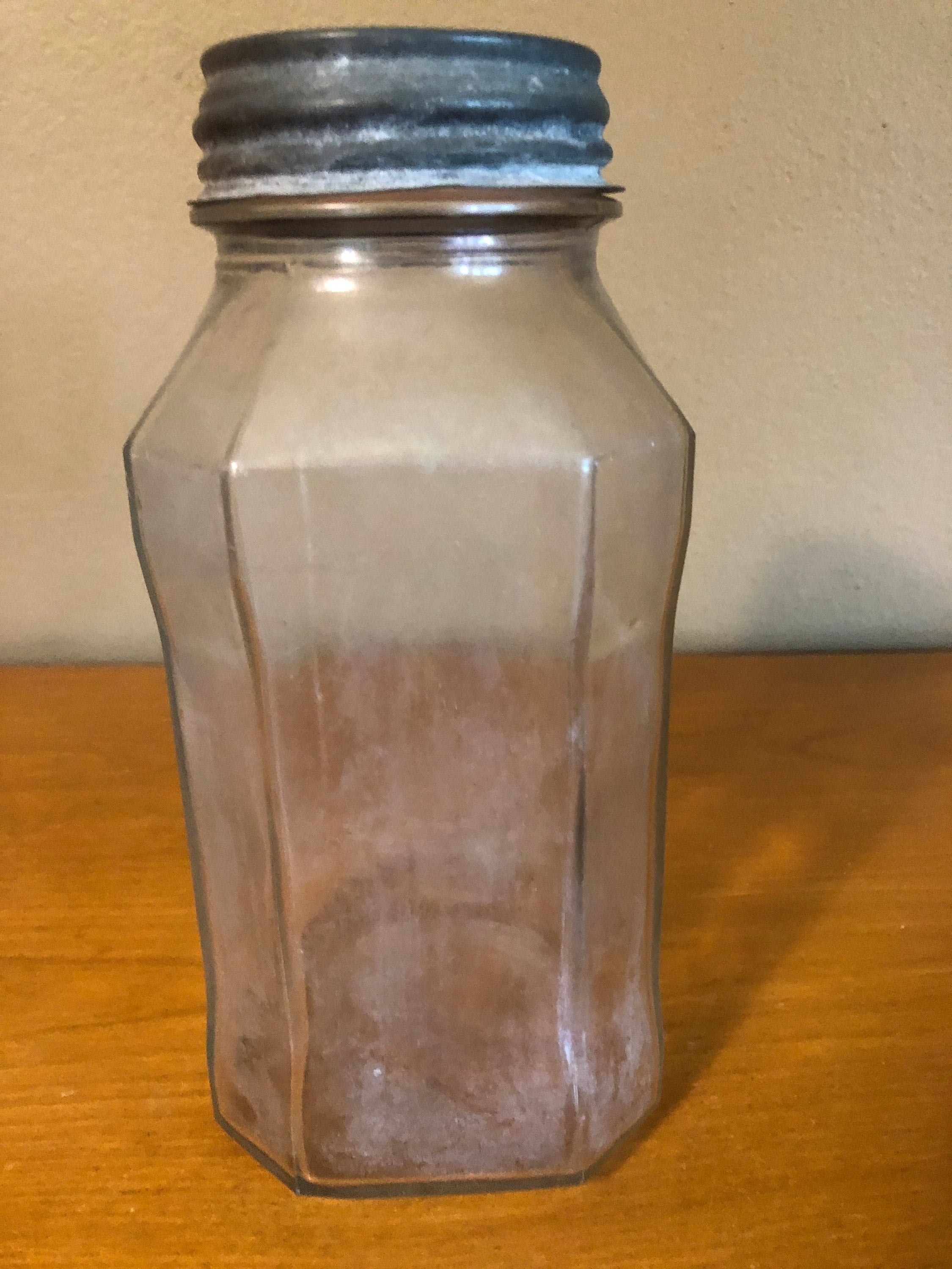Vintage Glass Canning Jar Octagonal Shape Metal Lid With Milk Glass ...