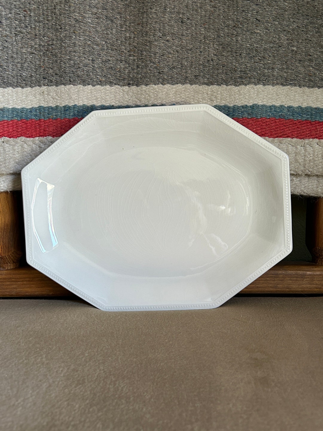 Vintage Ironstone Octagonal Platter Johnson Brothers Heritage White ...
