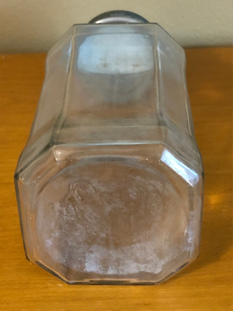 Vintage Glass Canning Jar Octagonal Shape Metal Lid With Milk Glass ...