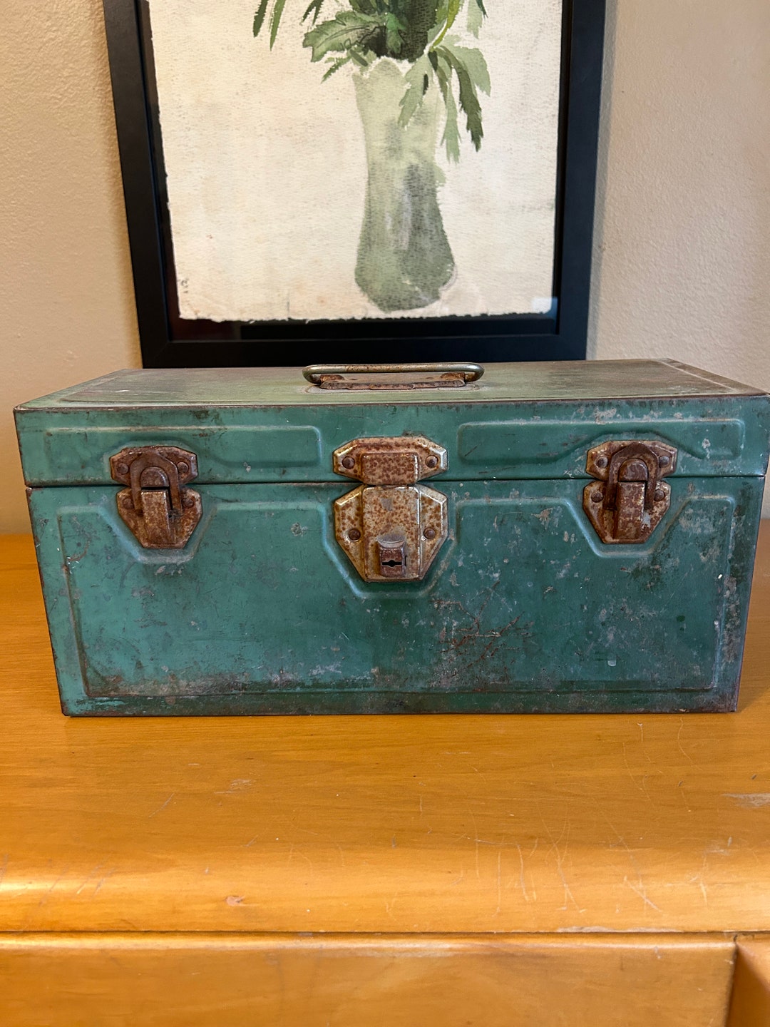 Old Green Union Utility Chest Metal Tool Tackle Box - Etsy