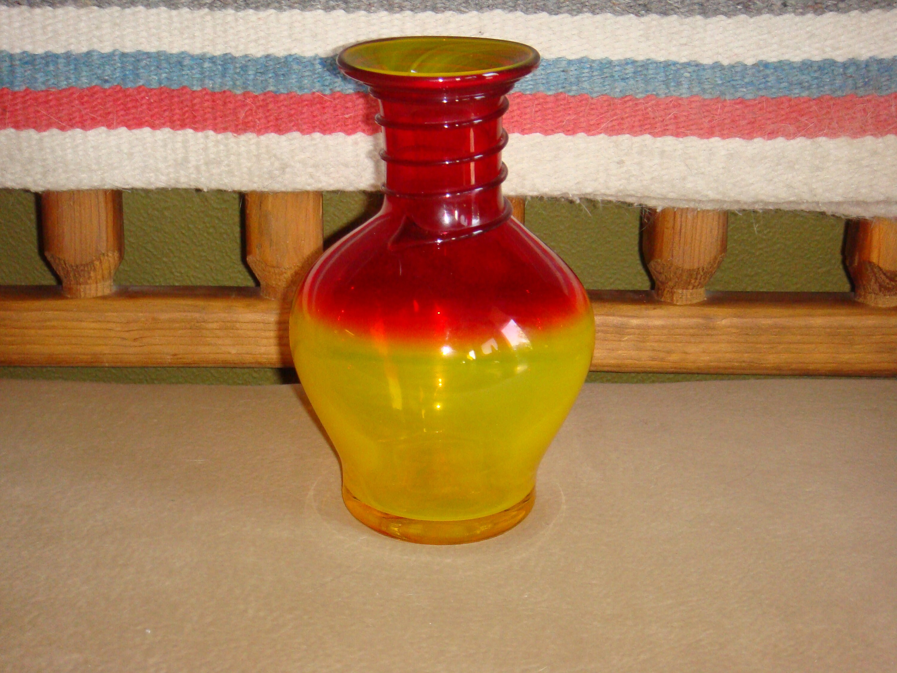 Blenko Glass Vase Red Yellow Tangerine Art Glass Vintage 7 1/2 Tall - Etsy