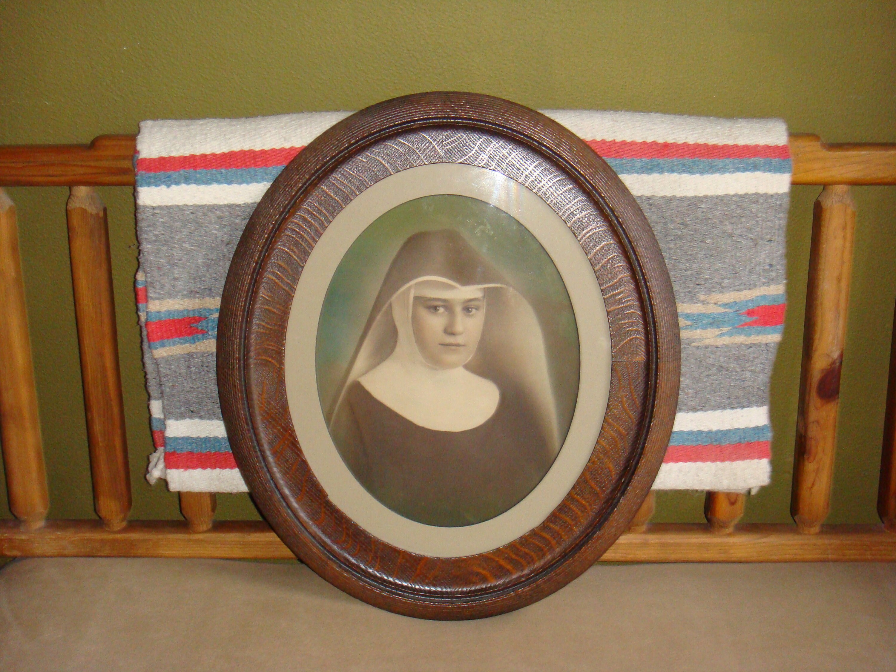 Antique Oak Oval Frame with Hand Color Photo of Nun Religious | Etsy