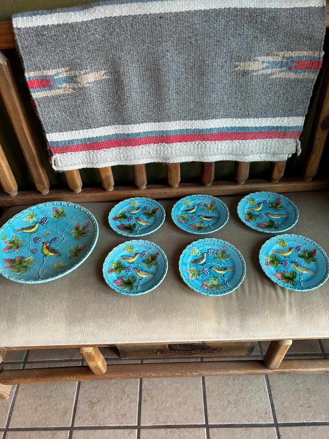 Antique G.S Zell German Majolica (6) Dessert Plates + (1) Serving ...