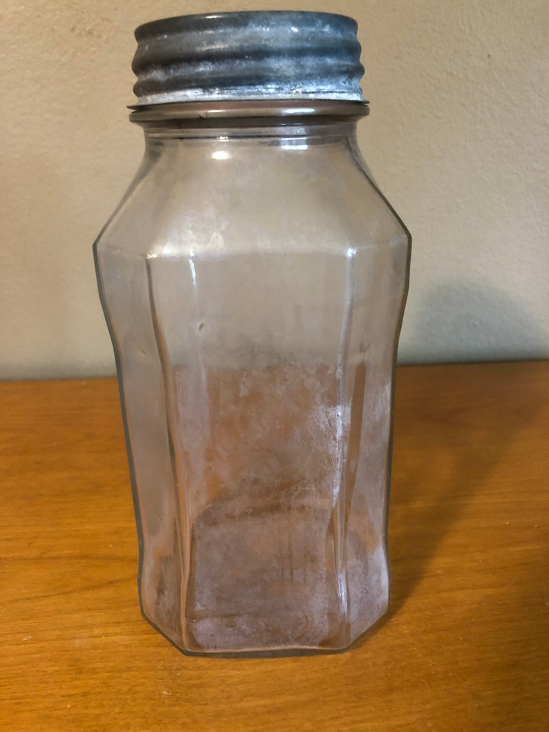 Vintage Glass Canning Jar Octagonal Shape Metal Lid With Milk Glass ...