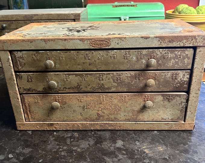 Huot 3 Drawer Drill Bit Tool Metal Box Storage Organizer Made in USA - Etsy