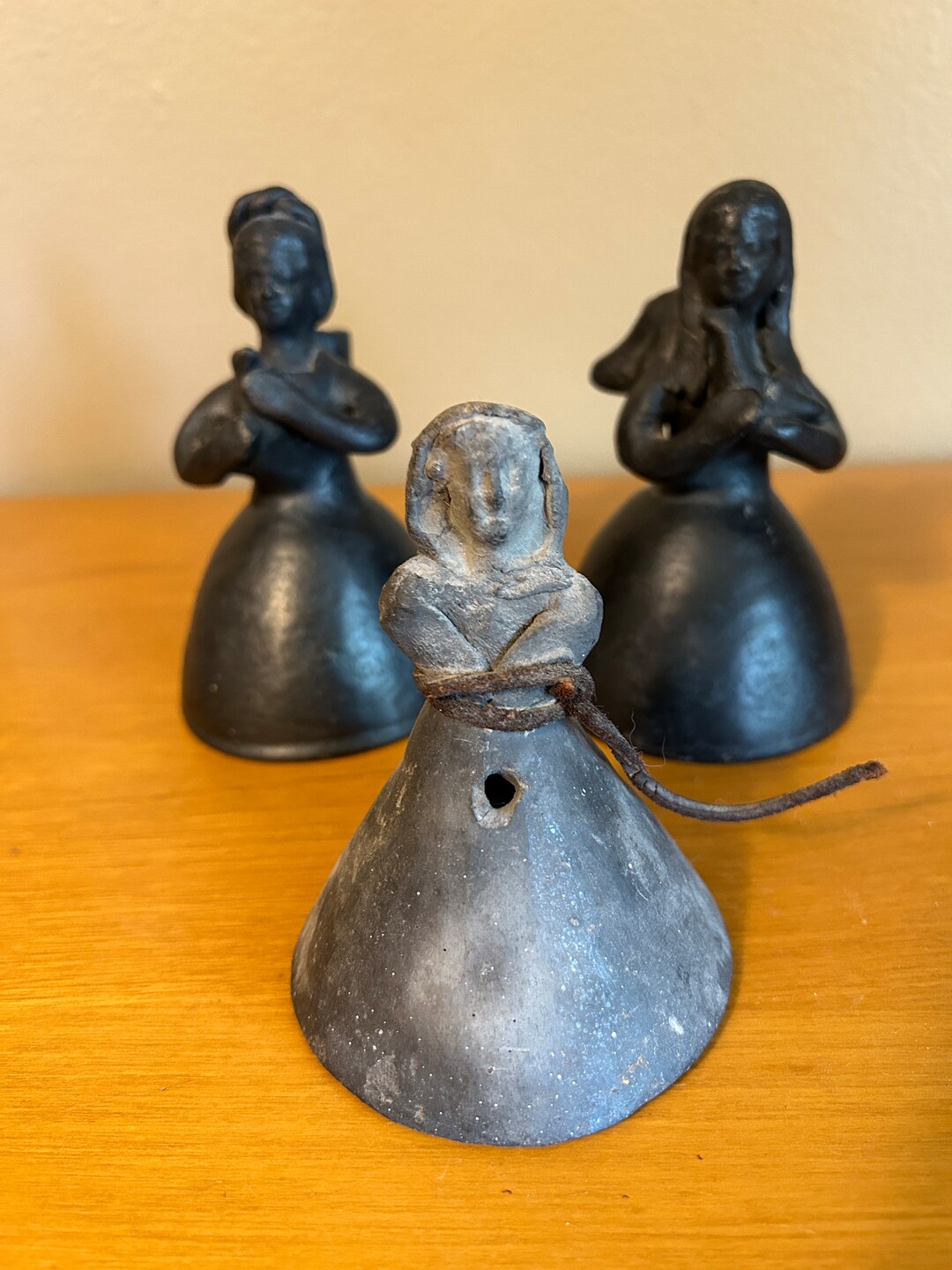 Vintage Trio Oaxacan Barro Negro Angel Candle Holders and Figurine ...