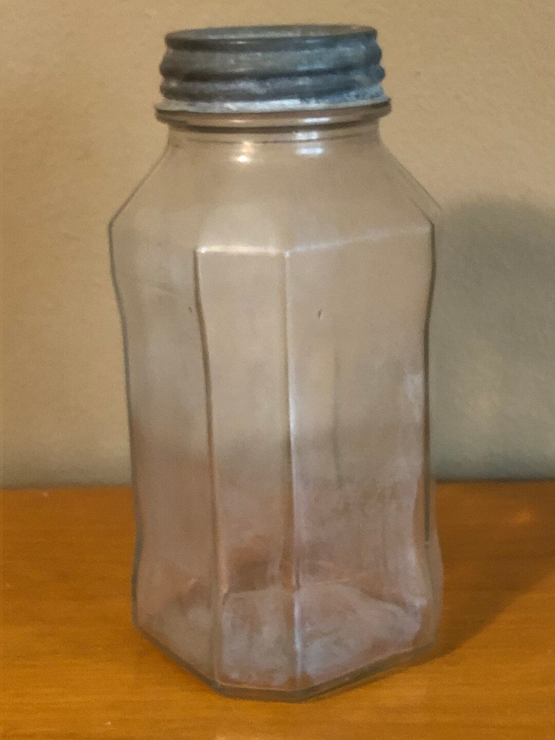 Vintage Glass Canning Jar Octagonal Shape Metal Lid With Milk Glass ...