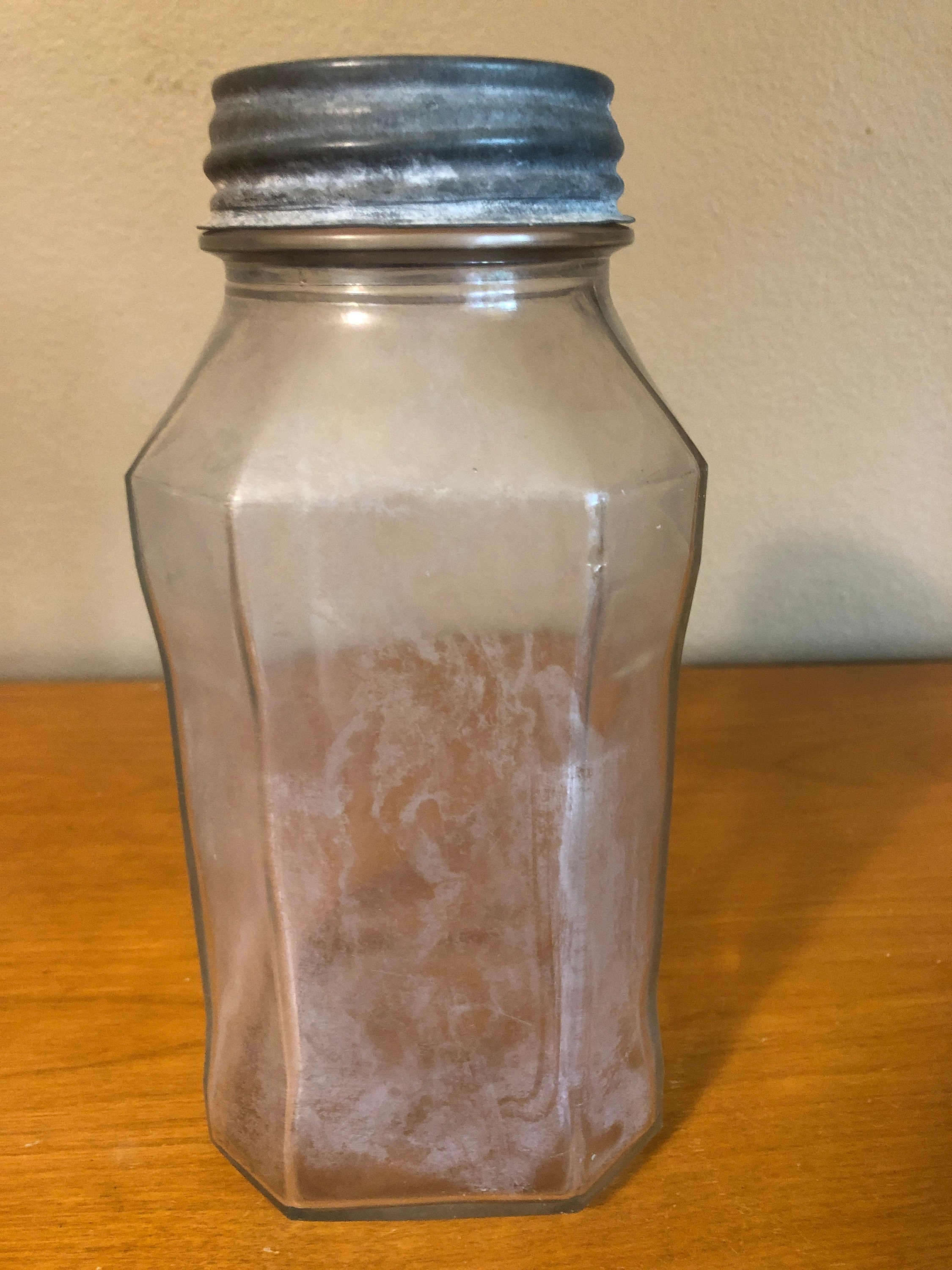 Vintage Glass Canning Jar Octagonal Shape Metal Lid With Milk Glass ...