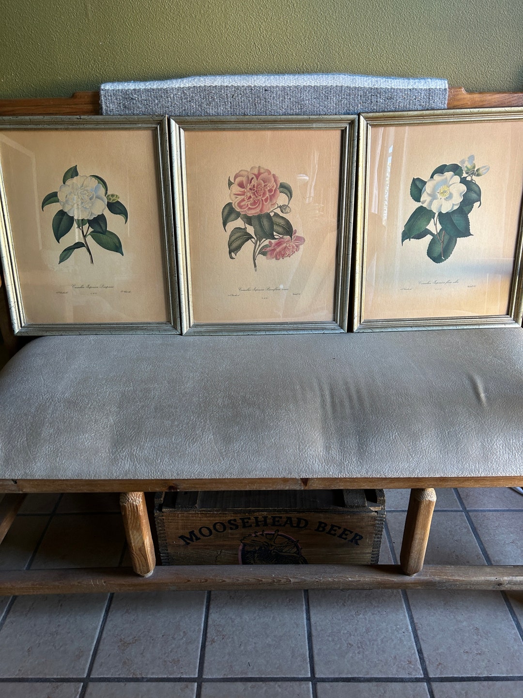Vintage Trio Framed Botanical Prints Camellias White Pink Marshall ...