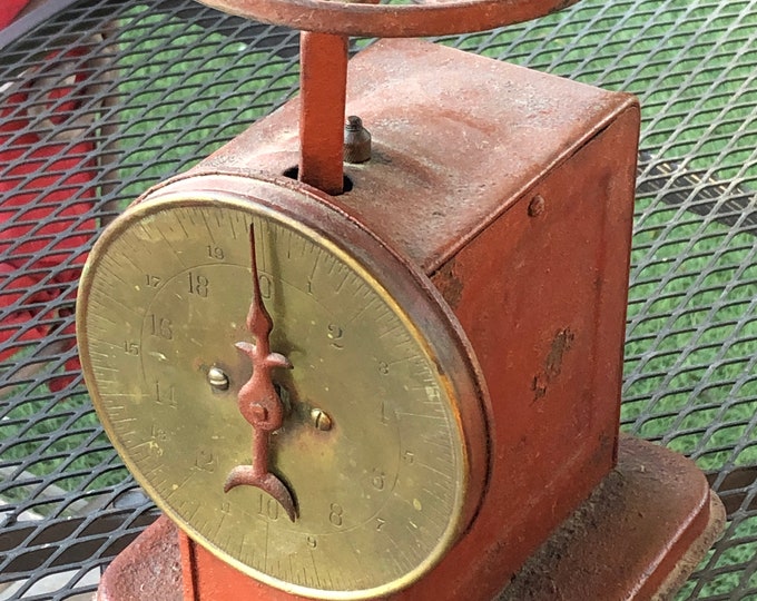 Vintage Weigh Scale Farmhouse Decor Brass Face Painted Red - Etsy