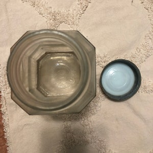 Vintage Glass Canning Jar Octagonal Shape Metal Lid With Milk Glass ...