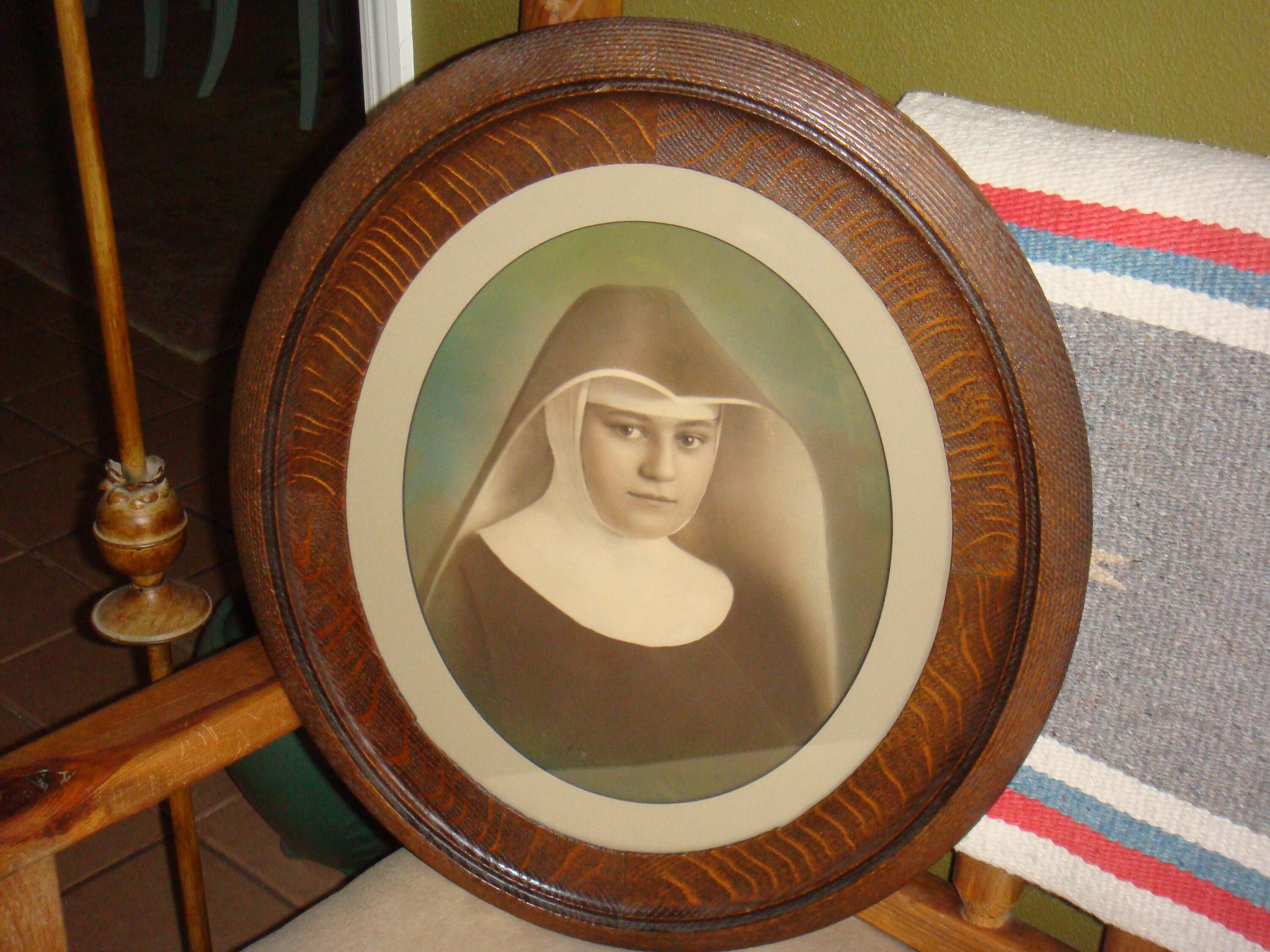 Antique Oak Oval Frame with Hand Color Photo of Nun Religious | Etsy