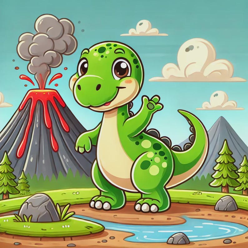 Cute Dinosaur Doodle Coloring Page - Kids Printable Activity (digital ...