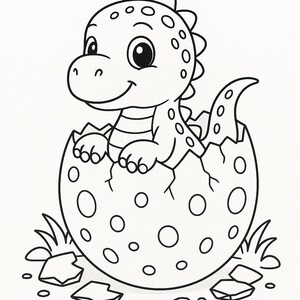 Cute Dinosaur Doodle Coloring Page - Kids Printable Activity (digital ...