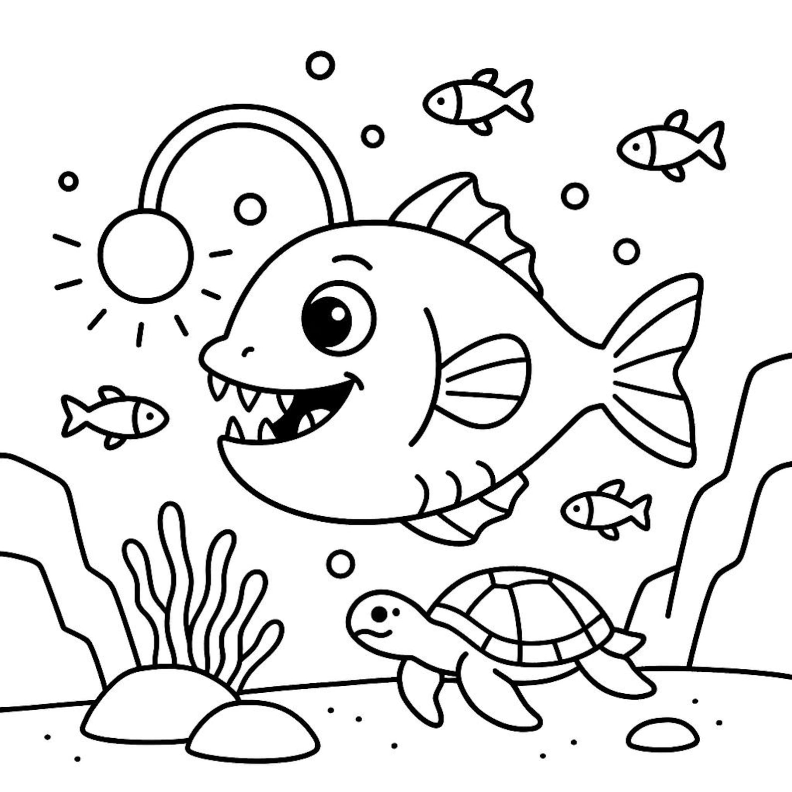 30 Ocean Animal Doodle Coloring Page – A4 Printable Kids Activity ...