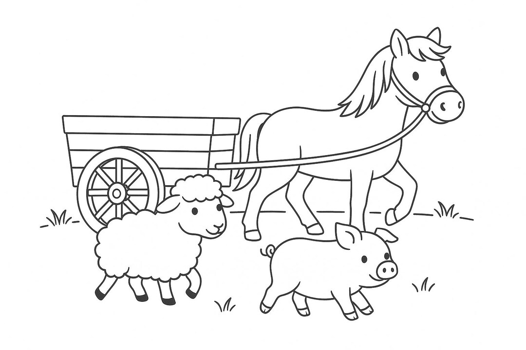 30 Farm Animal Doodle Coloring Page – A4 Printable Kids Activity ...