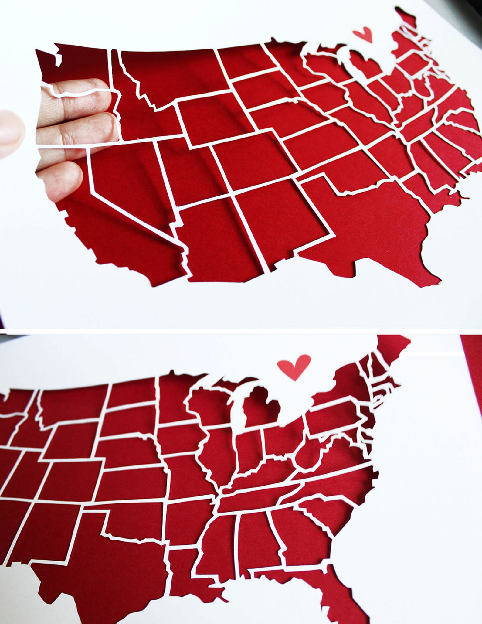 Paper Cut Out of United States Map 11"x14" for Gift and Wedding Gift - Etsy