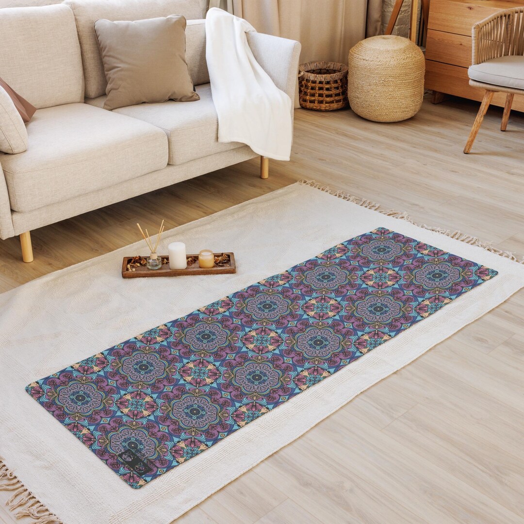 Yoga/sunbathing Tanning Mat Blue Pink Colorful Mandala Deep Focus ...