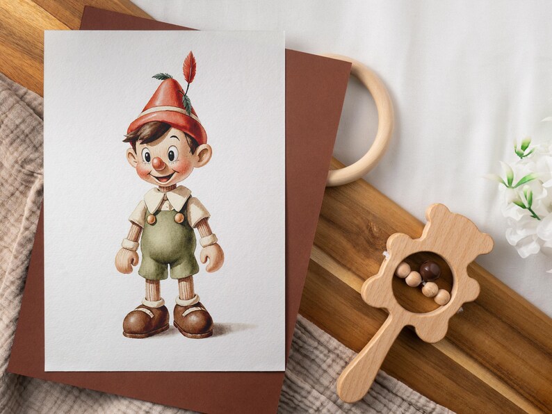 Pinocchio Vintage Illustration Printable – Nursery Wall Art – Digital ...