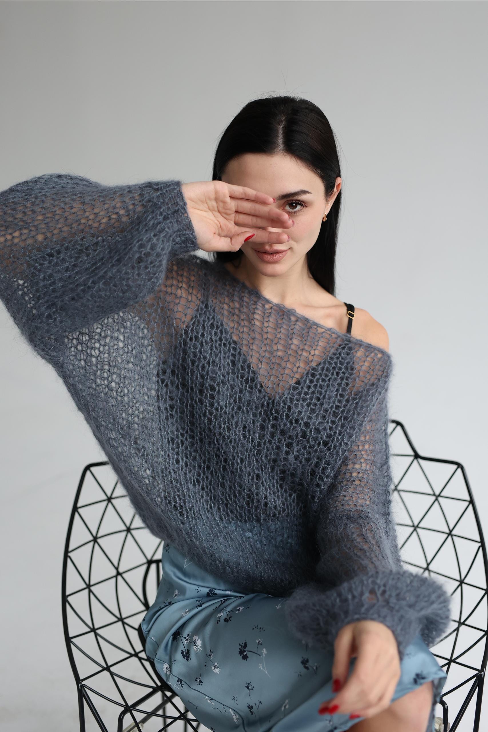Sheer Mohair Sweater for Women, Fluffy See Through Pullover - Etsy