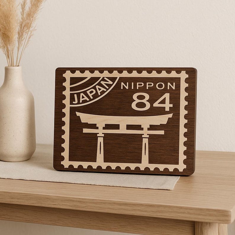 Japandi Torii Gate Wood Art: Japan Nippon Stamp Decor - Etsy