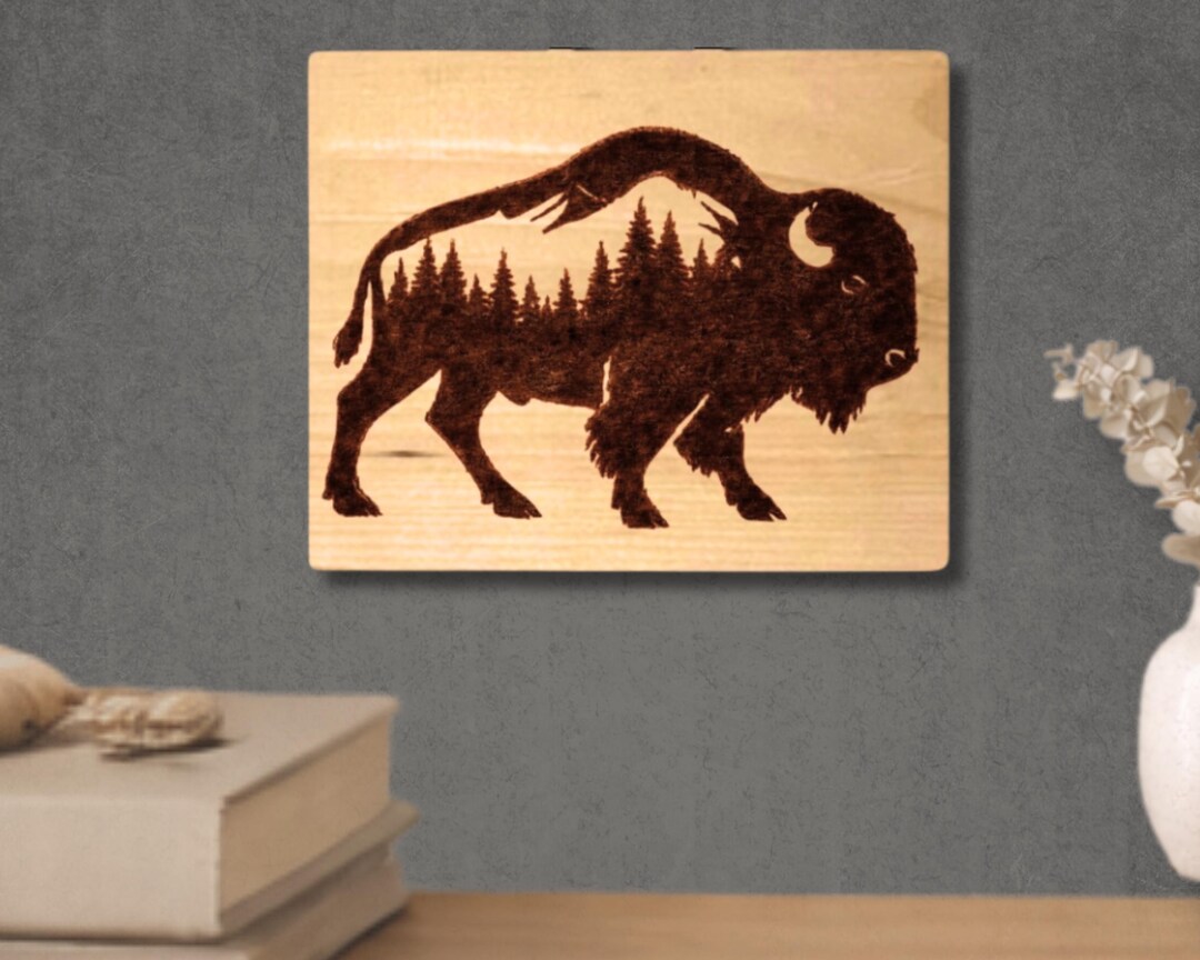 Hand Burned Buffalo Forrest Wall Art - Etsy