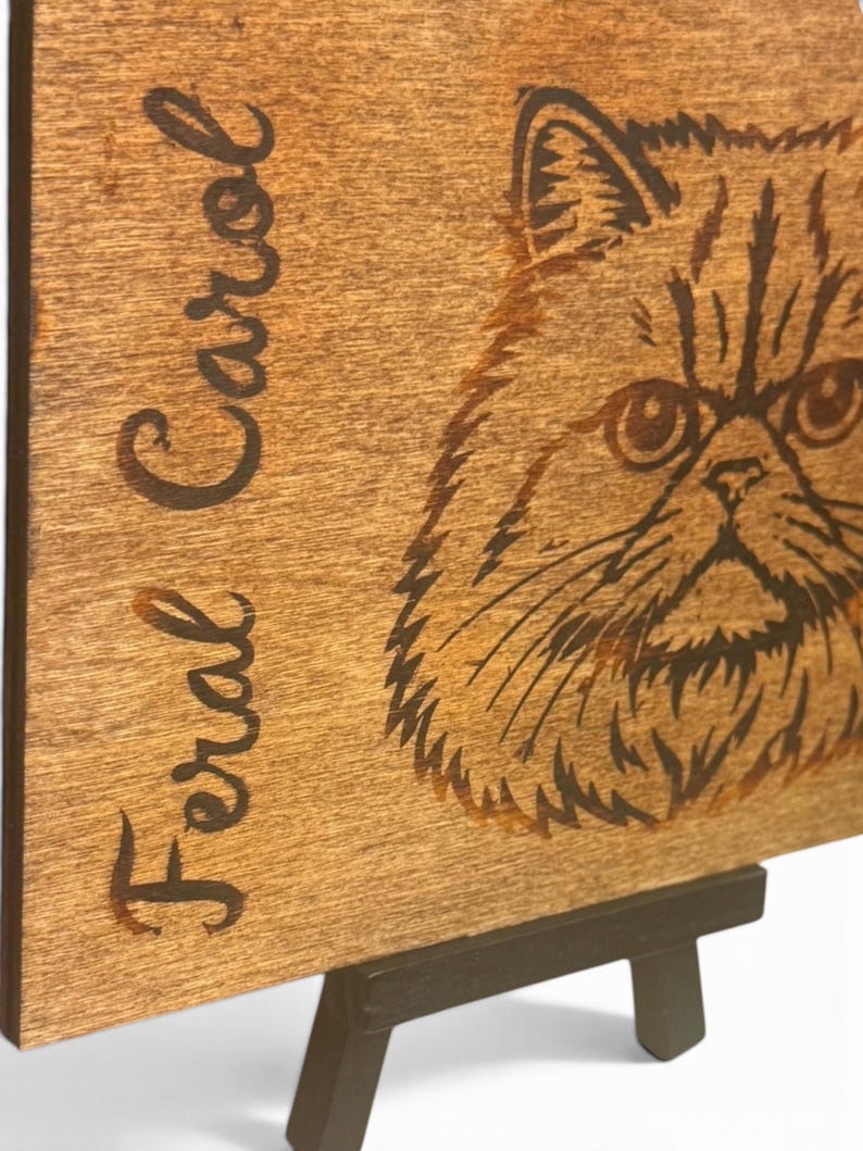 Custom Cat Portrait Sign | Hand Burned Wood Art, Rustic Decor - Etsy