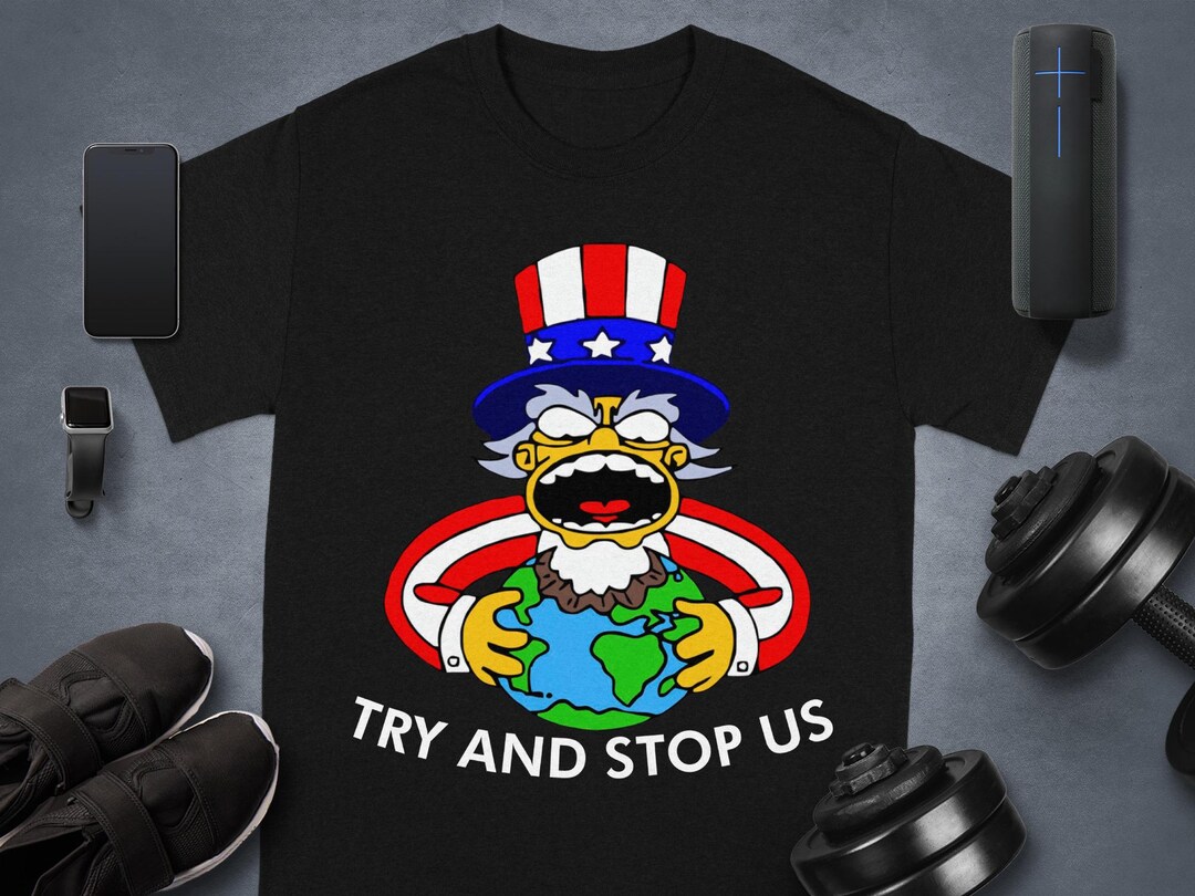 Cartoon Uncle Sam Try and Stop Us America Cartoon Funny T-shirt, Global ...