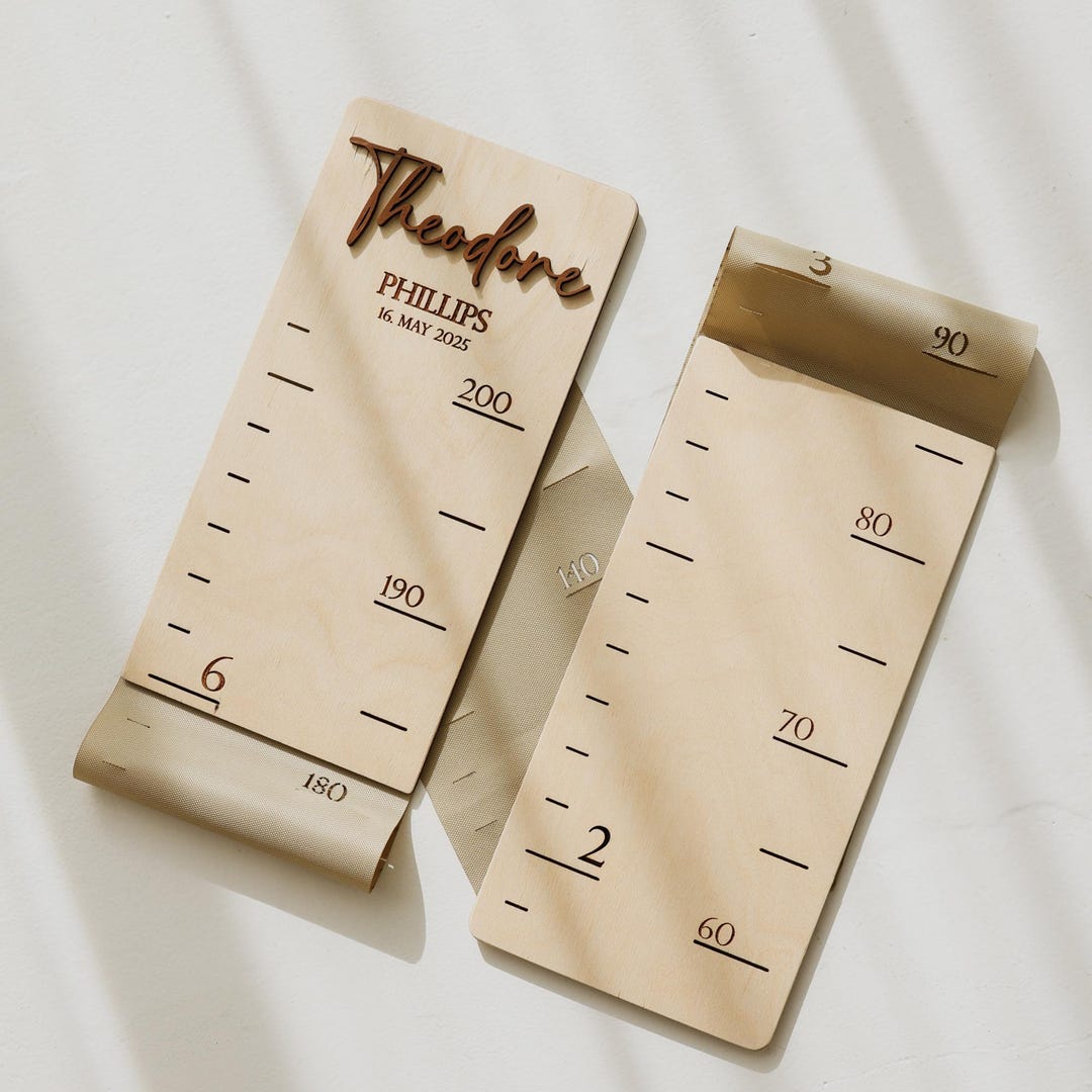 Personalized Wooden Growth Chart: Handmade Height Ruler, Family Wall ...