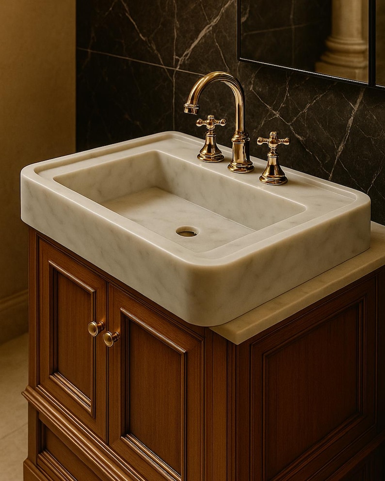 Handmade Afyon Marble Sink Luxury Bathroom Vanity: White Marble Basin ...