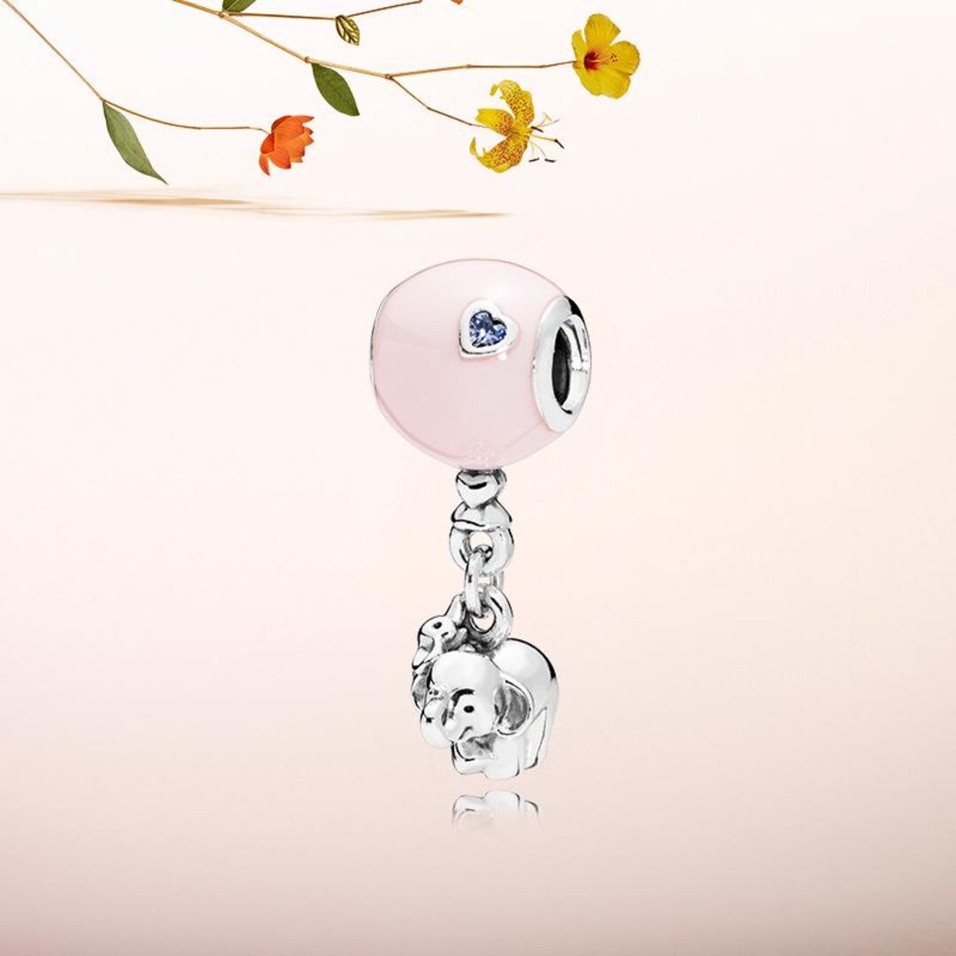 Silver Pandora Elephant & Pink Balloon Charm - Etsy