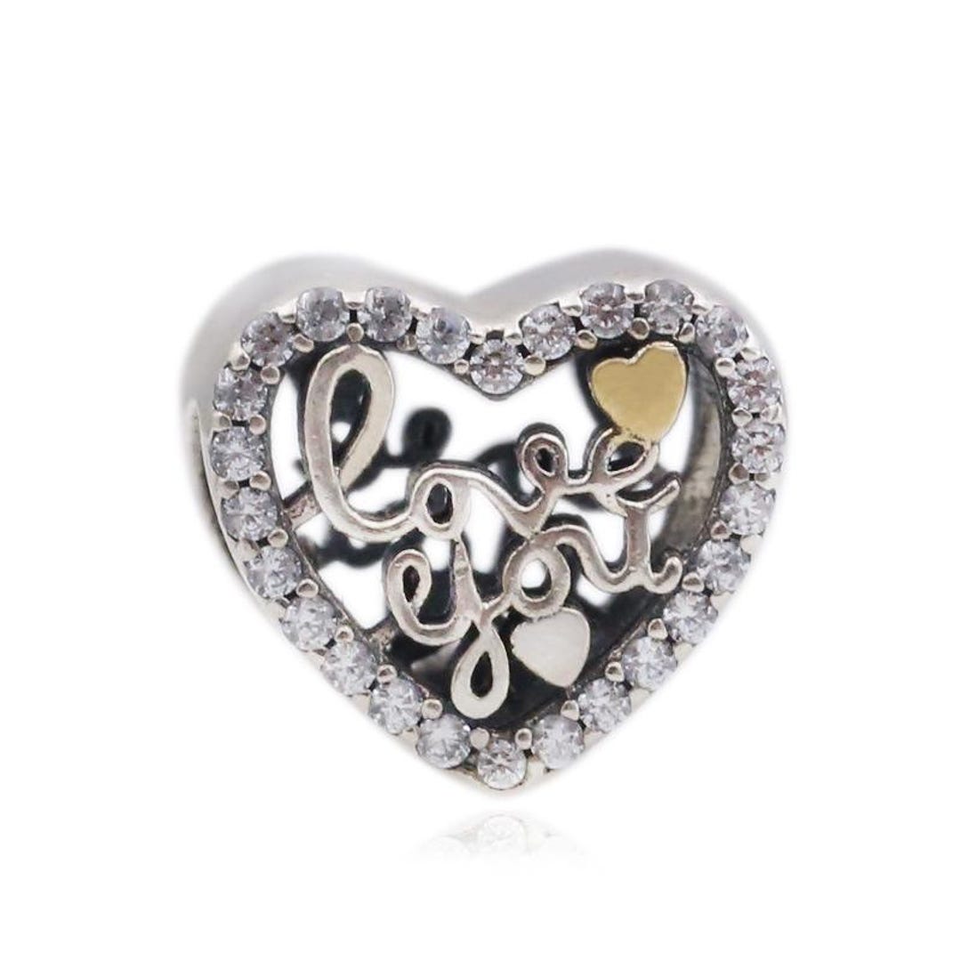 Pandora Charm Love Script Heart Two Tone - Etsy