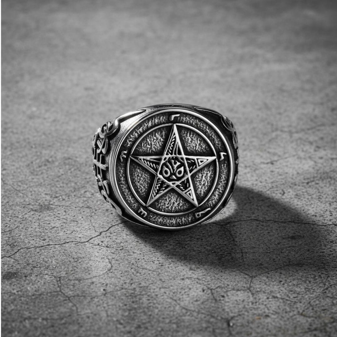 Men's Stainless Steel Pentagram Signet Ring – Gothic Biker Jewelry - Etsy