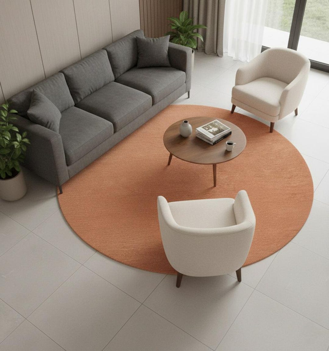 Hand Tufted Round Area Plain Rug – Modern Minimal Solid Color Rug - Etsy