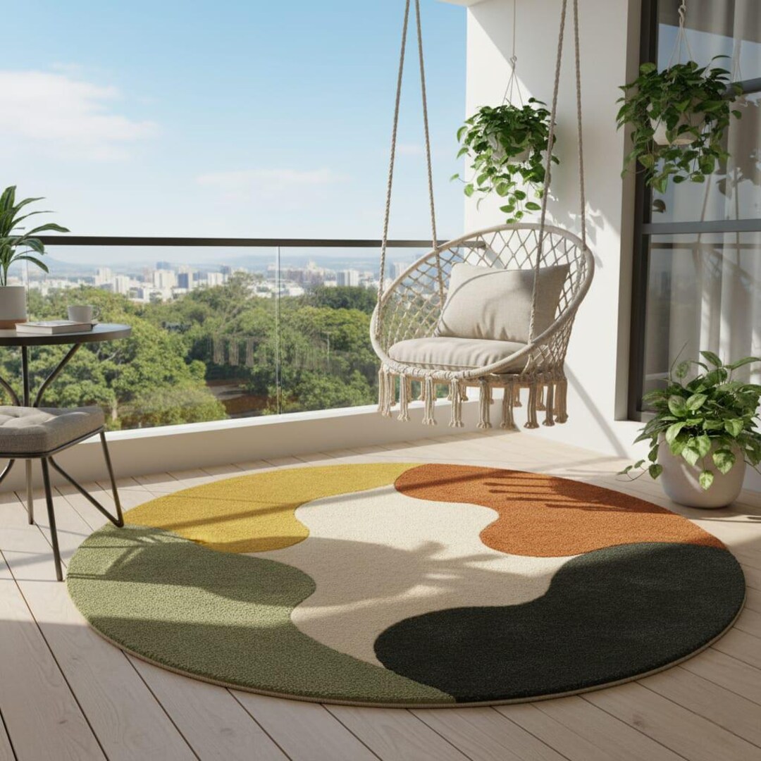 Hand-tufted Modern Abstract Round Rug – Earthy Multicolor Decor for ...