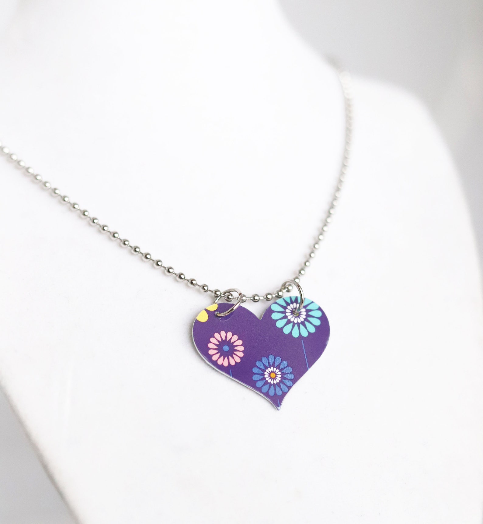 Purple Heart-Shaped Gift Card Necklace | Etsy