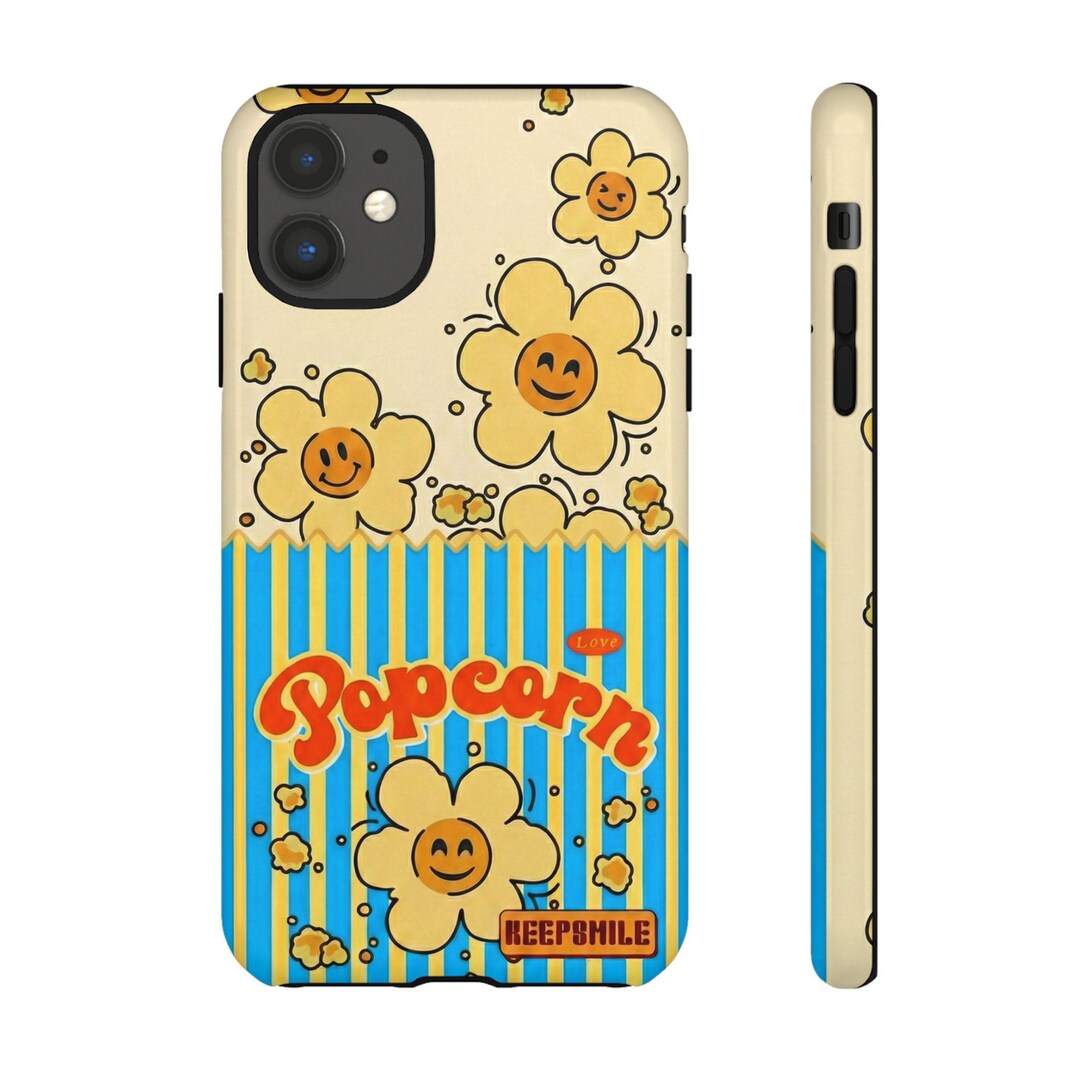 Popcorn Phone Case Smiley Flower Face Retro Indie Kidcore Aesthetic ...