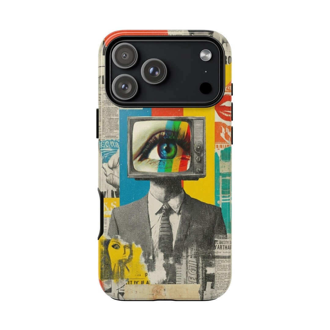 Weirdcore TV Head Phone Case Surreal Eye Art Dreamcore Aesthetic Trippy ...