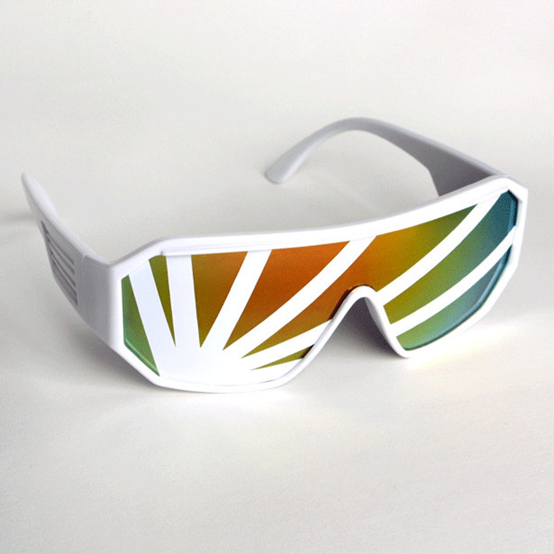 Rasslor Rising Sun White Stripe Shield Sunglasses - Etsy