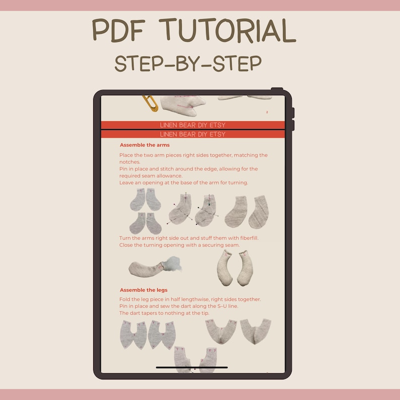 Valentine Teddy Bear Sewing Pattern PDF + Video | Bear With Heart ...