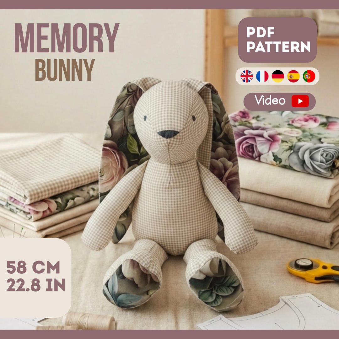Memory Bunny Pattern + Video | 40 Cm / 15.7 in Keepsake, DIY Plush Toy ...