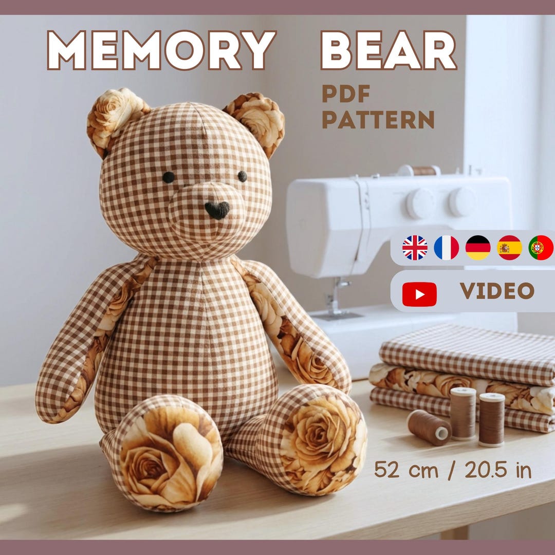 Memory Bear Sewing Pattern PDF + Video Tutorial | Keepsake Teddy From ...