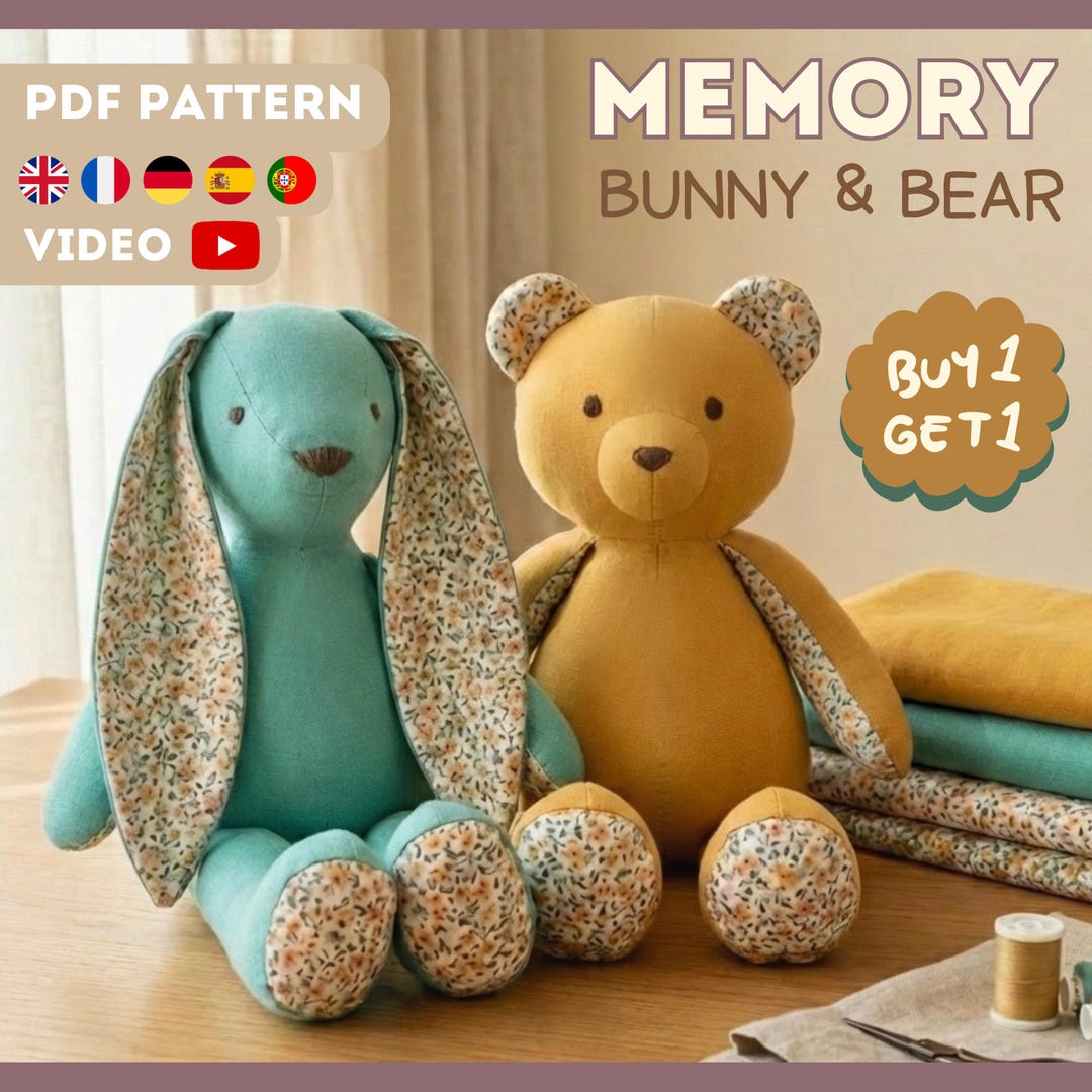Memory Teddy Bear and Bunny PDF Pattern + Video Sewing Tutorial - Etsy UK