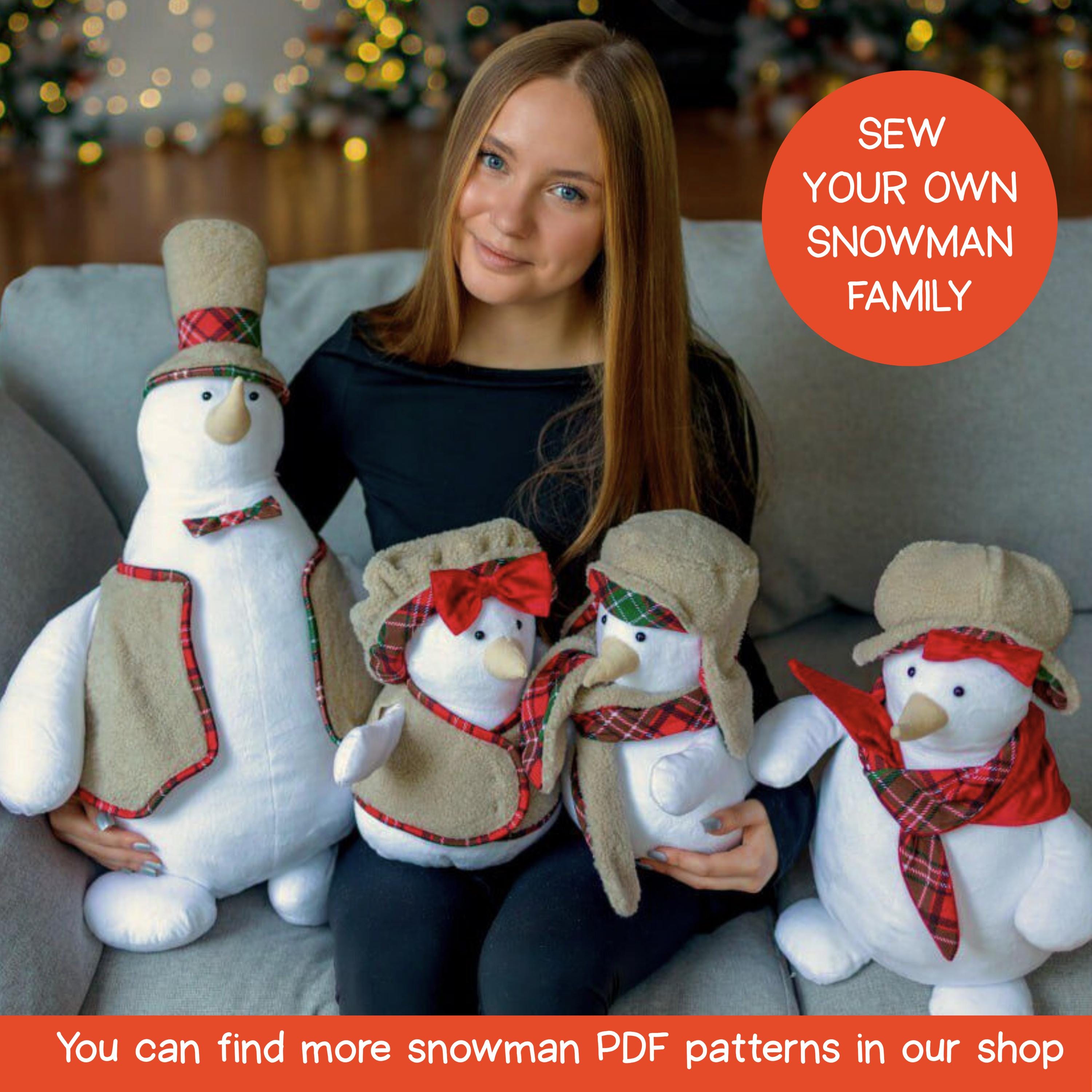 Snowman Sewing Pattern Bundle PDF and Video Tutorial for Beginners ...
