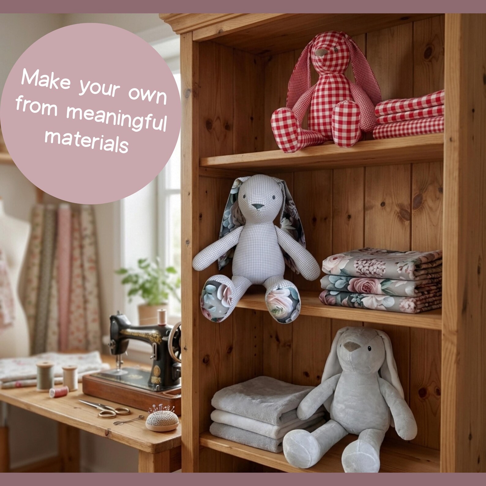 Memory Bunny Pattern + Video | 40 Cm / 15.7 in Keepsake, DIY Plush Toy ...